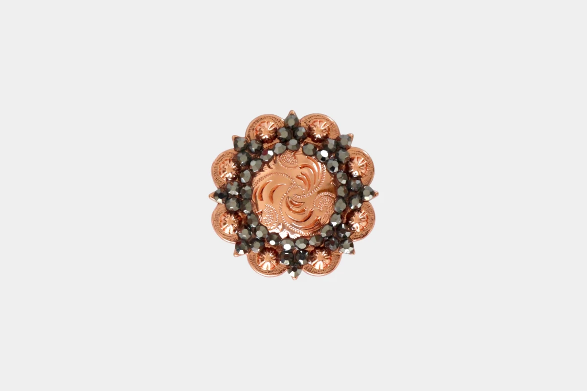 Rhinestone concho crystal flower rose gold hematite
